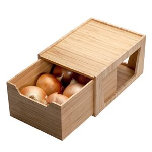 Tall Bamboo Drawer, Stackable Storage Solution for Kitchen Products, Office Supplies, or Bathroom Cosmetics & Toiletries, 12” x 9” x 6.25”