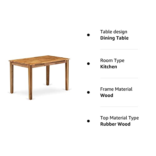 East West Furniture Mid Century YAT-ANA-T Modern Kitchen Table Rectangular Tabletop and 48 x 48 x 30-Natural Finish