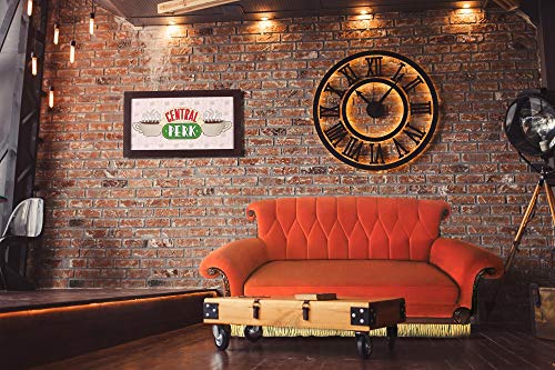 Friends Central Perk Coffee Shop 3-Seater Couch Authentic Replica | Upholstered Orange Sofa For Living Room, Guest Room, Media Room | 90 x 41 x 43 Inches