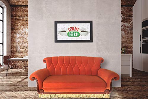 Friends Central Perk Coffee Shop 3-Seater Couch Authentic Replica | Upholstered Orange Sofa For Living Room, Guest Room, Media Room | 90 x 41 x 43 Inches