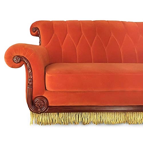 Friends Central Perk Coffee Shop 3-Seater Couch Authentic Replica | Upholstered Orange Sofa For Living Room, Guest Room, Media Room | 90 x 41 x 43 Inches