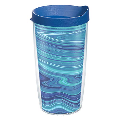 Tervis Aqua Agate Made in USA Double Walled Insulated Tumbler Travel Cup Keeps Drinks Cold & Hot, 16oz, Classic