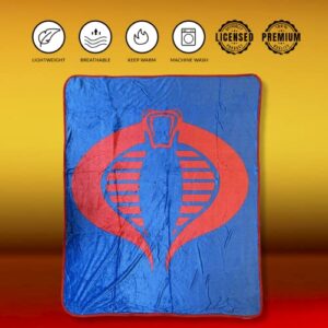 G.I. Joe Cobra Symbol Blue 80's Cartoon Printed Throw Blanket