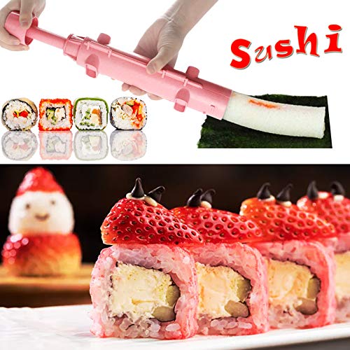 Sushi Roller Kit Sushi Bazooka Making Set Durable Camp Chef Rice Maker Machine Mold Sushi Rolling Maker Starter Set for Easy Sushi Cooking Rolls Best kitchen Sushi Tube Tool