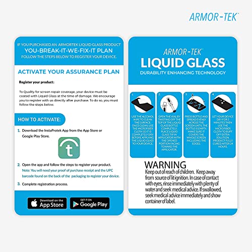 LIQUIPEL Armortek Liquid Glass Screen Protector - Universal Nano Liquid Screen Protector for Smartphones, Tablets, and Wearables - Increased Impact and Scratch Protection ($0 Protection Plan)