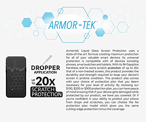 LIQUIPEL Armortek Liquid Glass Screen Protector - Universal Nano Liquid Screen Protector for Smartphones, Tablets, and Wearables - Increased Impact and Scratch Protection ($0 Protection Plan)