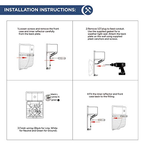 LED Wall Pack Light 25W, 3000Lm 5000K Daylight (Dusk to Dawn Photocell Included) ETL Listed LED Outdoor Wall Mount Light, 100-277V, 150-250W MH/HPS Replacement, Outdoor Security Lighting - 1Pack