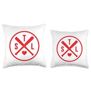 St. Louis STL Shirts St. Louis, Missouri STL Baseball or Softball for Woman Throw Pillow, 16x16, Multicolor