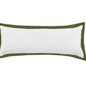 LR Home Flora Empire Bordered Lumbar Throw Pillow, 14" x 36", White/Calla Green/Moss Green