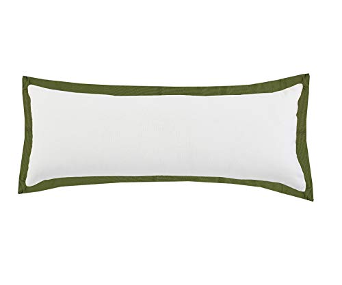 LR Home Flora Empire Bordered Lumbar Throw Pillow, 14" x 36", White/Calla Green/Moss Green