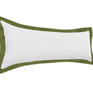 LR Home Flora Empire Bordered Lumbar Throw Pillow, 14" x 36", White/Calla Green/Moss Green