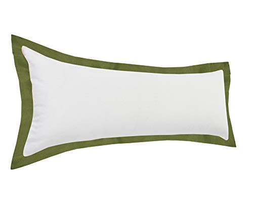 LR Home Flora Empire Bordered Lumbar Throw Pillow, 14" x 36", White/Calla Green/Moss Green