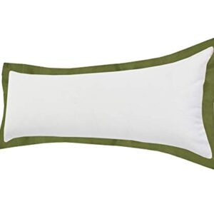 LR Home Flora Empire Bordered Lumbar Throw Pillow, 14" x 36", White/Calla Green/Moss Green