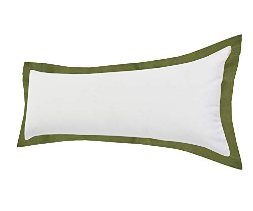 LR Home Flora Empire Bordered Lumbar Throw Pillow, 14" x 36", White/Calla Green/Moss Green