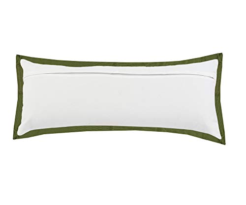 LR Home Flora Empire Bordered Lumbar Throw Pillow, 14" x 36", White/Calla Green/Moss Green