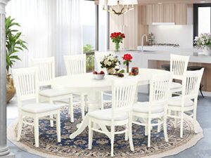 east west furniture vava9-lwh-c dining set, 9-piece