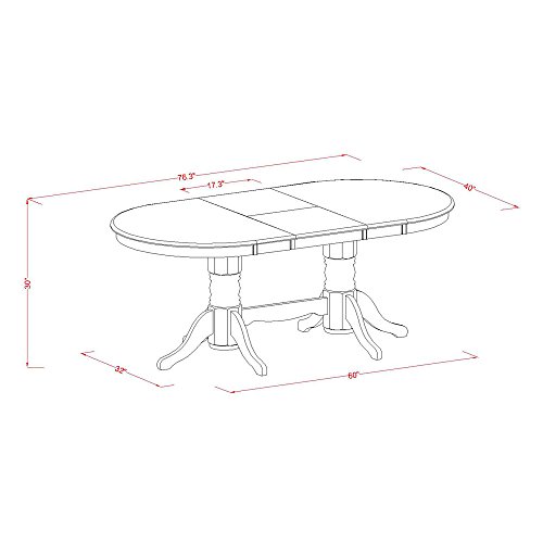 East West Furniture VAVA9-LWH-C Dining Set, 9-Piece