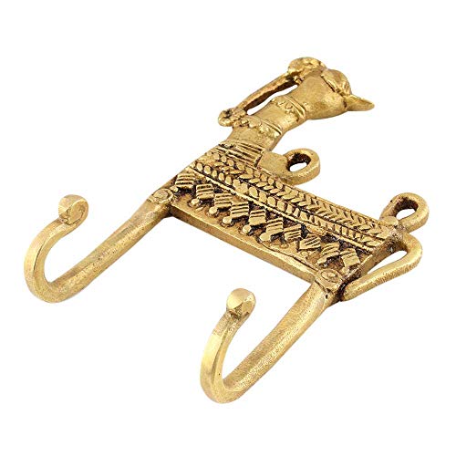 Indian Shelf 1 Pack Hooks | Coat Hanger Mount | Gold Modern Hooks for Hanging Coats | Brass Strong Wall Hooks for Hanging Heavy | Camel Hooks for Keys [13.50 Cm]