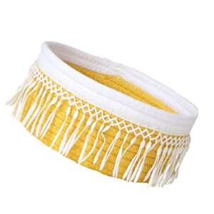 cabilock desk topper sundries woven storage basket decorative tassel storage bins basket foldable kid organizer makeup books storage basket (yellow) macrame decor