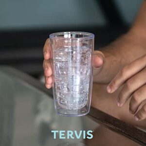 Tervis Made in USA Double Walled Teal Splash Insulated Tumbler Cup Keeps Drinks Cold & Hot, 16oz, Clear