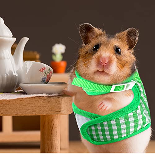 3 Pieces Guinea Pig Harness with Leash Small Pet Harness Fruit Plaid Pattern Adjustable Padded Walking Vest for Pet Hamster Ferret and Squirrel Small Animals (Pineapple, Blue, Green Plaid, Small)