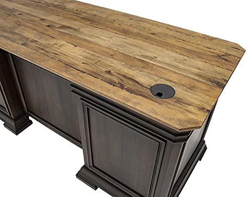 Martin Furniture IMSA684R-KIT Executve L-Desk & Return with Solid Wood Plank Tops, Fully Assembled, Brown