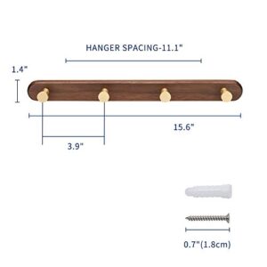 Generic Wall Mounted Coat Rack Multi Hooks Elegant Walnut Heavy Duty Wood Gold 103 (4 Hooks)