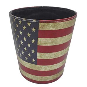 wastebasket british style trash bin union jack world map pattern pu leather waterproof decorative trash can garbage can 10l (us flag)