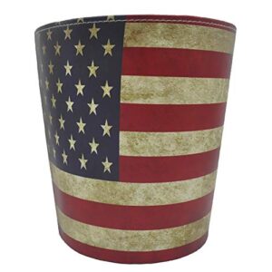 Wastebasket British Style Trash Bin Union Jack World Map Pattern PU Leather Waterproof Decorative Trash Can Garbage Can 10L (US Flag)