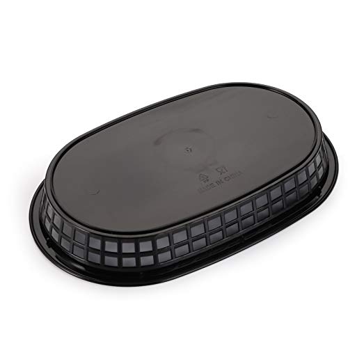 Cedilis 40 Pack Fast Food Baskets, 10.5 x 7 Inch Black Plastic Baskets, Food Service Tray for Hot Dogs, Burgers, Sandwiches, Fries, Barbecues, Picnics, Parties