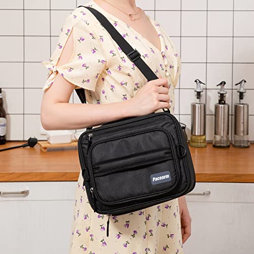 PACEARM Lunch Bag Insulated Lunch Box Cooler Bag (Black, 6-12Can)