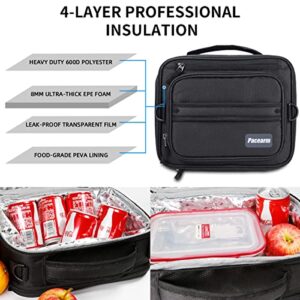 PACEARM Lunch Bag Insulated Lunch Box Cooler Bag (Black, 6-12Can)