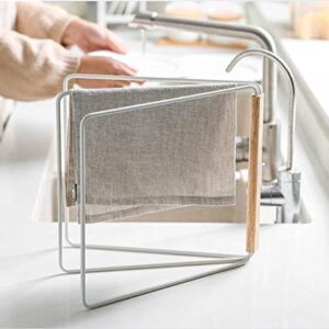 siyue Folding Countertop Dishcloth Drying Rack, 3 Arm Dish Cloth Rag Towel Rack, Minimalist Designed Dishcloth Hanging Rack Organizer, White