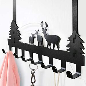 beileinicehk coat hooks wall mounted metal towel hook rack animal deer hanger for bathrooms door decorative hook key hooks organizer for coat, hat, clothes, keys,pet leash,umbrella, 8-hooks, black