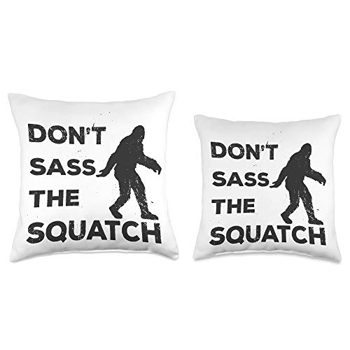 Bigfoot Yeti Sasquatch Apparel Dont Sass The Squatch Retro Bigfoot Throw Pillow, 16x16, Multicolor