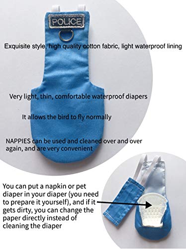 HEZHUO Bird Clothes Parrot Diapers Bird Flight Suits, Reusable Waterproof Diapers pet Bird Supplies Poli (M)