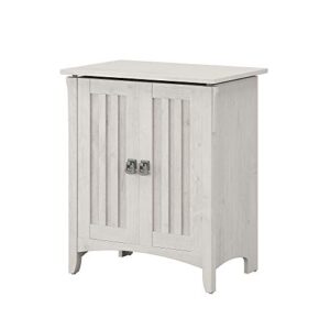 bush furniture salinas laundry hamper with lid and removeable liner bag in linen white oak