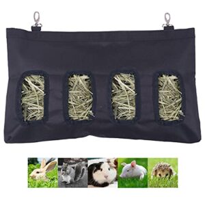 tslive rabbit hay feeder bag, guinea pig hay feeder storage, rabbit hay bag, guinea pig hay feeder,18in x11 in small animal feeder bag,600d oxford cloth fabric (black)