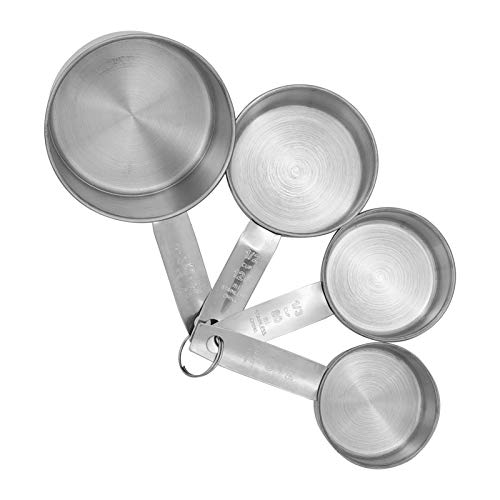 KUFUNG Kitchen Baking Measuring Stainless Steel Spoon &Cups Set for Dry or Liquid (4 pcs-Cup, Silver)