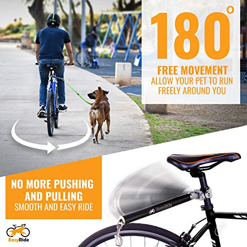 Malabi V2.0-180° Rotating Dog Bike Leash - with Shock Absorbers and Quick Attach Mechanism | Carbon Fiber | Detachable, Adjustable for The Smoothest Ride- Patent Pending