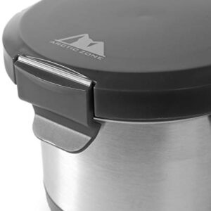 Arctic Zone Leak Proof Thermal Vacuum Insulated Food Jar Container with Safe & Easy 4 Lock Lid for Hot and Cold Food, 16oz Capacity - Grey