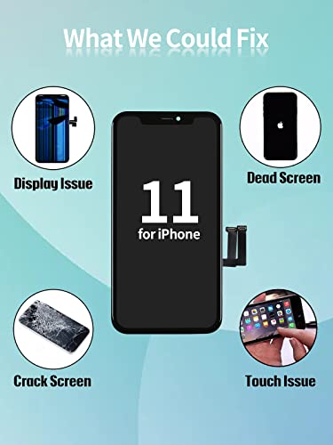 Ayake for iPhone 11 Screen Replacement Black, 3D Touch Digitizer Full HD LCD Display Replacement Retina Assembly with Repair Tools for A2111, A2223, A2221(6.1 Inch) True Tone Programmable