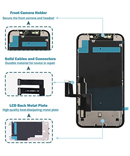 Ayake for iPhone 11 Screen Replacement Black, 3D Touch Digitizer Full HD LCD Display Replacement Retina Assembly with Repair Tools for A2111, A2223, A2221(6.1 Inch) True Tone Programmable