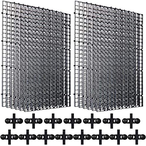 12Pcs Aquarium Fish Tank Divider Plastic Egg Crate Aquarium Filter Bottom Tray Grid Isolation Board Partition Net Pane Separator for Mixed Breeding Light Diffuser,15Pcs Sucker Clips Suction Cups,Black