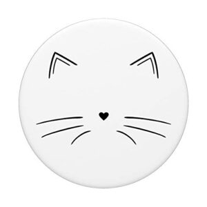 Black Cat Face White PopSockets Swappable PopGrip