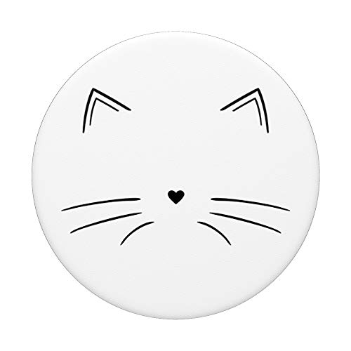 Black Cat Face White PopSockets Swappable PopGrip