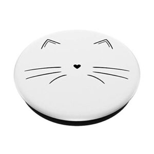 Black Cat Face White PopSockets Swappable PopGrip