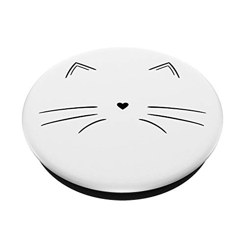 Black Cat Face White PopSockets Swappable PopGrip