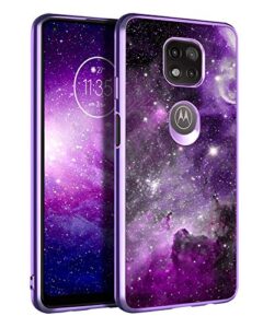 bentoben compatible with moto g power 2021 case, slim fit glow in the dark soft flexible bumper protective anti scratch non-slip cute cover for motorola moto g power (2021) 6.6 inch, purple nebula