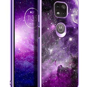 BENTOBEN Compatible with Moto G Power 2021 Case, Slim Fit Glow in The Dark Soft Flexible Bumper Protective Anti Scratch Non-Slip Cute Cover for Motorola Moto G Power (2021) 6.6 Inch, Purple Nebula